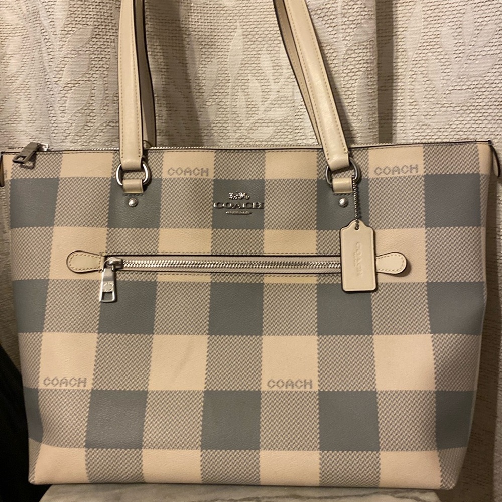 Coach Gallery Buffalo Plaid Tote - Gem